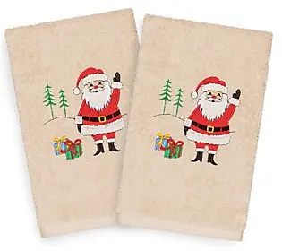 LINUM HOME TEXTILES Christmas Santa Waving 2-pi Ece Hand Towels - One-color