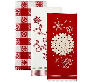 DESIGN IMPORTS Set Of 3 Let It Snow Kitchen Tow Els - One-color
