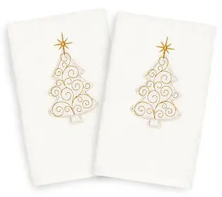 LINUM HOME TEXTILES Christmas Scroll Tree 2-pie Ce Hand Towels - One-color