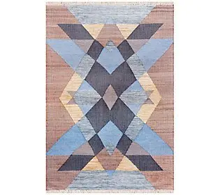 OX BAY TRADING CO. Ox Bay Abstract Handwoven 4' X 6' Dhurrie Area - One-color
