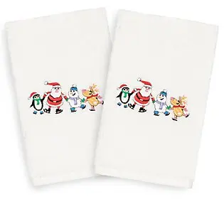 LINUM HOME TEXTILES Christmas Skating Party 2-p C Hand Towels - One-color