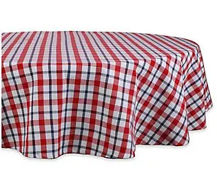 DESIGN IMPORTS American Plaid Tablecloth 70' Ro Und - One-color
