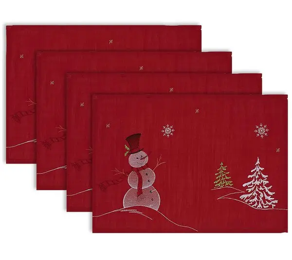 DESIGN IMPORTS Snowman Embroidered Placemat Set Of 4 - One-color
