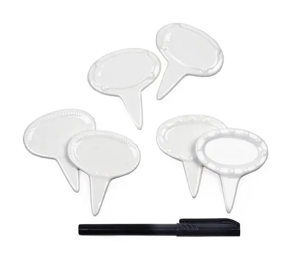 RSVP Set Of 6 Oval Porcelain Cheese Markers - One-color