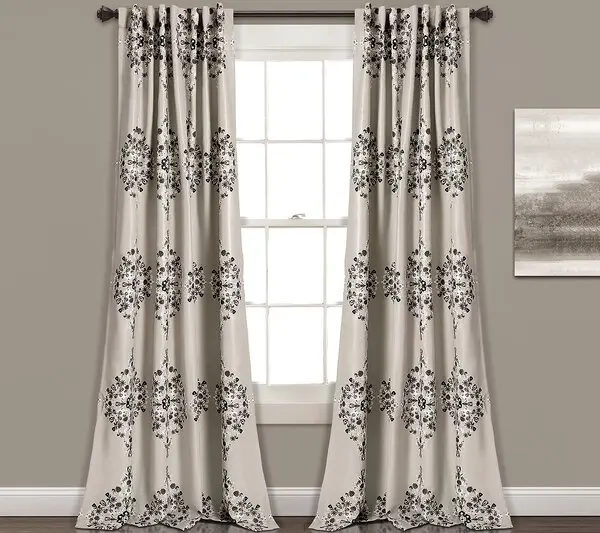 LUSH DECOR Keya Medallion Set Of 2 Room-darkening Curtains By - One-color