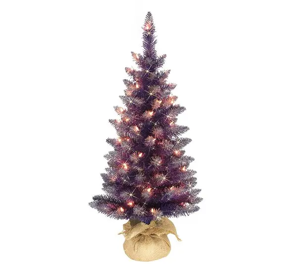PULEO INTERNATIONAL 3' Prelit Purple Artificial Christmas Tree - One-color