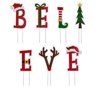 GLITZHOME 7 Letter Christmas Believe Yard Stake - One-color