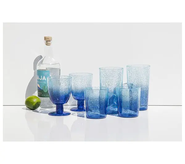 TARHONG Abode Homewares Set Of 6 Oceanic 23-oz Ombre Glasses