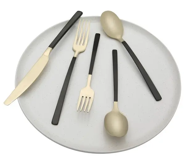 CAMBRIDGE SILVERSMITH S 20-piece Black Champagne Satin Flatware
