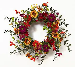 GERSON INTERNATIONAL Wild Flower Twig Wreath Gerson Co - One-color