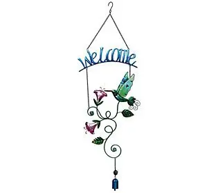 SUNSET VISTA DESIGNS Svd Hanging Hummingbird Welcome Sign Chime - One-color