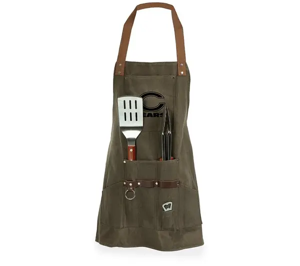 NFL Bbq Cotton Canvas Apron W/pockets, Tools & Ottle Opener - One-color