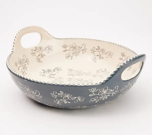 TEMP-TATIONS Floral Lace 3-qt Deep Serving Bowl With Handles - One-color