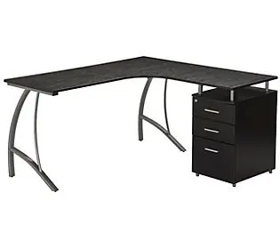 TECHNI MOBILI L-shaped Computer Desk W/ File Ca Binet - One-color
