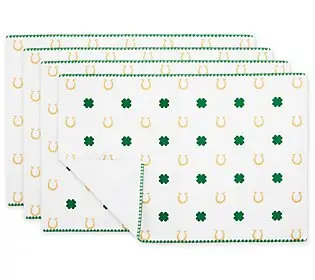 DESIGN IMPORTS Set Of 4 Clover Horseshoe Printe Placemats - One-color