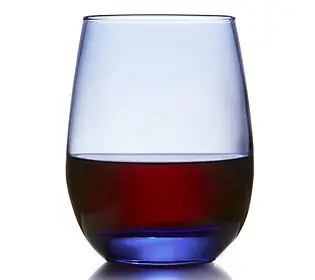LIBBEY Blue All-purpose Stemless Wine Glasses, Set Of 6 - One-color