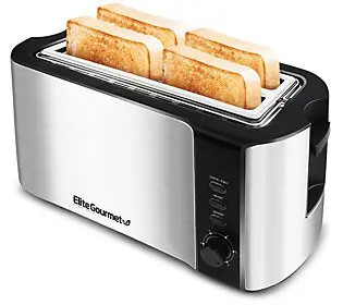 ELITE Gourmet Stainless Steel 4-slice Long-slo Toaster - Silver