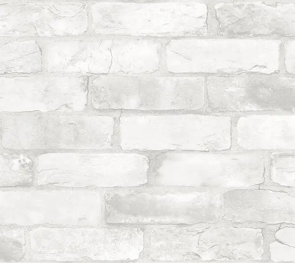 NUWALLPAPER Loft White Brick Peel & Stick Wallpaper - One-color