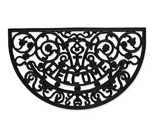 DESIGN IMPORTS Welcome Scroll Half Moon Rubber Doormat