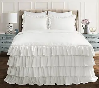LUSH DECOR Allison Ruffle Skirt 3-piece Full Bedspread Sh Decor