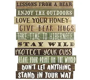 YOUNG'S INC. Young's Wood Lessons From A Bear Wall Sign - One-color