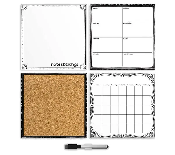 WALLPOPS Black & White 4-piece Organizer Kit - One-color