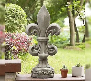 GLITZHOME Fleur-de-lis Lawn Garden Statue