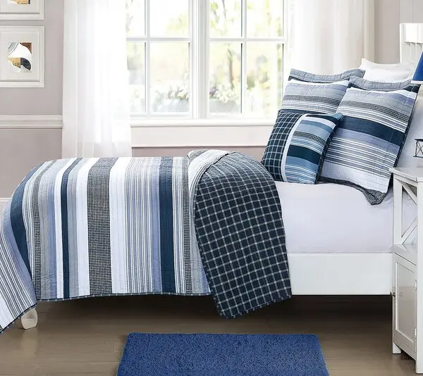 MY WORLD Mason Stripe Full Quilt Set
