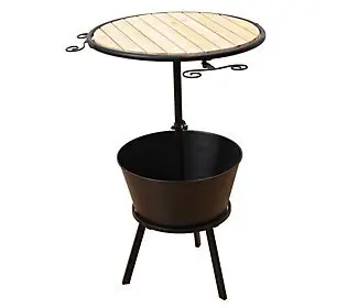 GERSON INTERNATIONAL Metal & Wood Outdoor Wine Table Gerson Co - One-color
