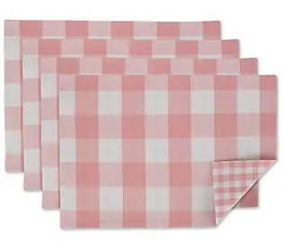 DESIGN IMPORTS Reversible Gingham Check Placema T Set Of 4 - One-color