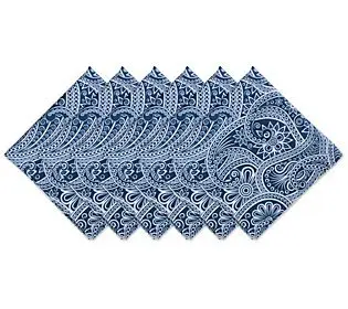 J&M HOME FASHIONS Design Imports Blue Paisley Print Outdoor Napki N Set Of 6 - One-color