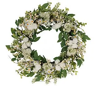PULEO INTERNATIONAL Puleo 30' Chrysanthemum And Daisy Floral Spring Wreath - One-color