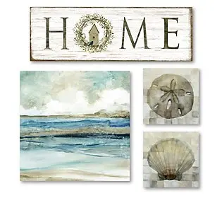 COURTSIDE MARKET Coastal Tranquility 4-piece Ca Nvas Set - One-color