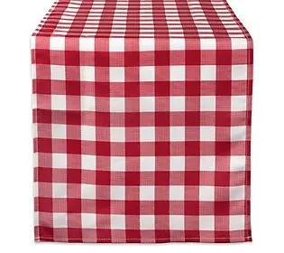 DESIGN IMPORTS 14' X 108' Red Check Outdoor Tab Le Runner - One-color