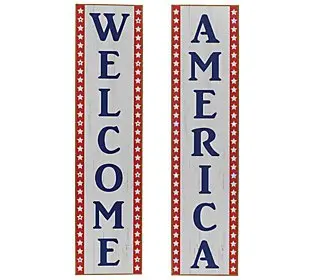 GERSON INTERNATIONAL Gerson Co 47.2' Battery-operated Americana Sign S, Set Of 2 - One-color