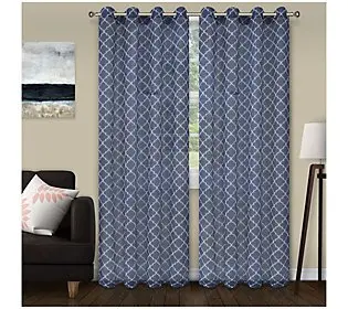 SUPERIOR Trellis Sheer Grommet Curtain, 2 Panel S, 52 X 84 - One-color