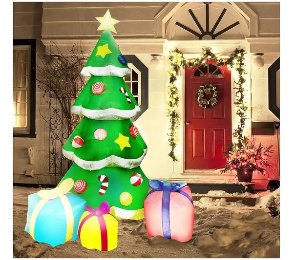 JOIEDOMI 7 Ft Christmas Tree With Presents Infl Atable - One-color
