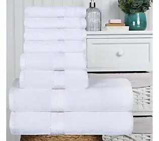 SUPERIOR Turkish Cotton Solid 8-piece Absorbent Towel Set - One-color