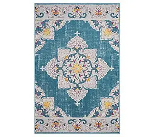 OX BAY TRADING CO. Ox Bay Transitional Medallion Indoor Outdoor Ru G, 5' X 7 - One-color