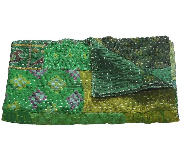OX BAY TRADING CO. Ox Bay Peacock Kantha Throw Blanket