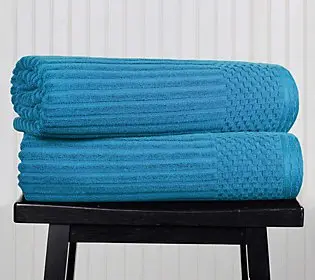 SUPERIOR Cotton Absorbent 2-piece Textured Bath Sheet Set - One-color