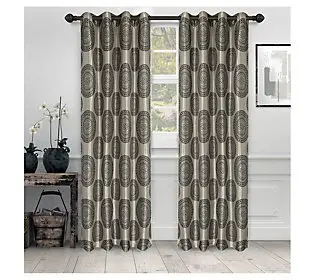 SUPERIOR Cordon Medallion Grommet Curtain, 2 Pa Els 52x108 - One-color