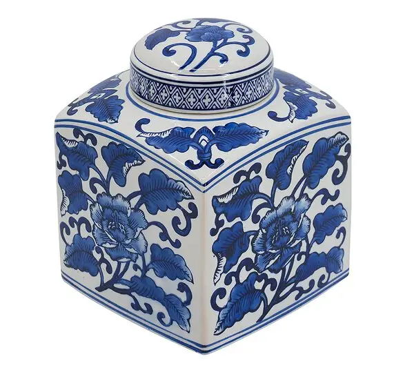 BARBARA KING 8' Vintage-inspired Painted Lidded Jar - One-color