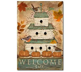 COURTSIDE MARKET Welcome Fall Birdhouse 12x18 C Anvas Wall Art - One-color