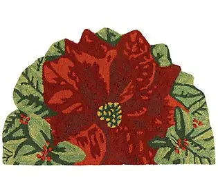 LIORA MANNE Frontporch Poinsettia Rug Red 30' X 48' Half Round - One-color