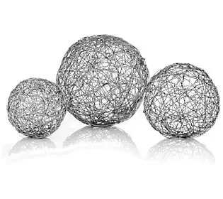 HOMEROOTS 4' X 4' X 4' Shiny Nickel Wire Sphe Res Box Of 3 - One-color