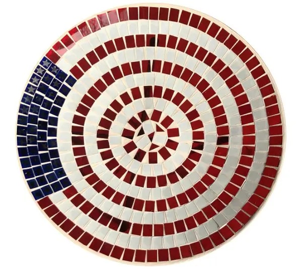 BACKYARD EXPRESSIONS Glass Mosaic American Flag Bird Bath