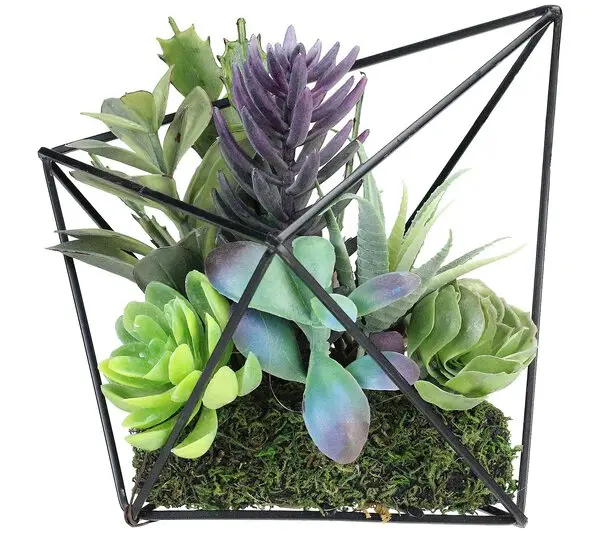 NORTHLIGHT 6.75' Artificial Succulents In Diamo D Metal Wire - One-color