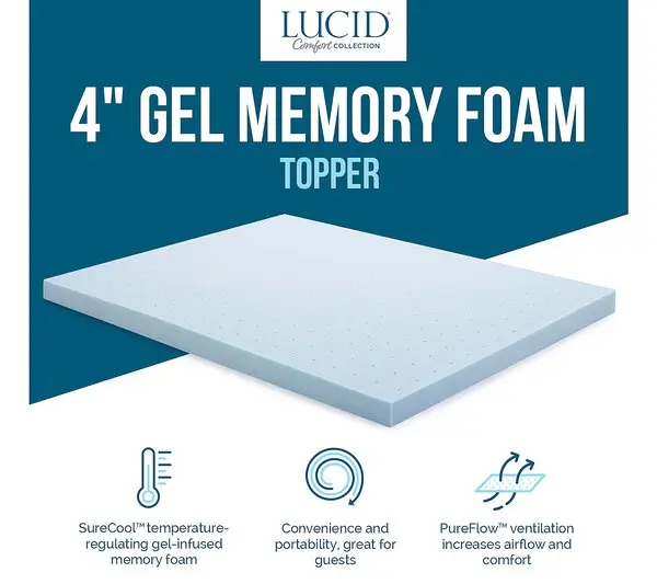 LUCID Comfort Collection 4' Gel Memory Foam Top Per Full