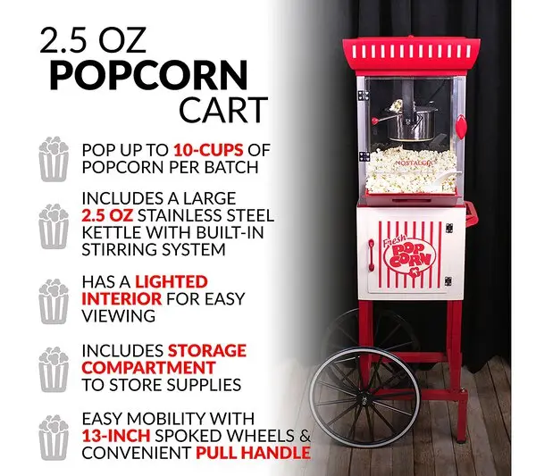 NOSTALGIA 48' Kettle Popcorn Cart